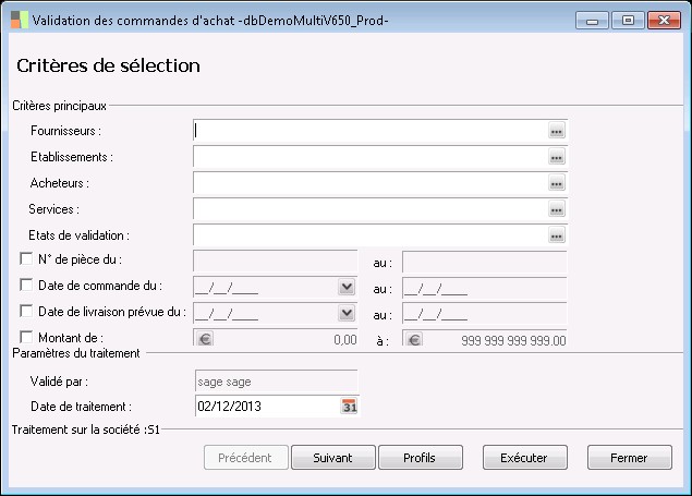 Validation des commandes d'achat